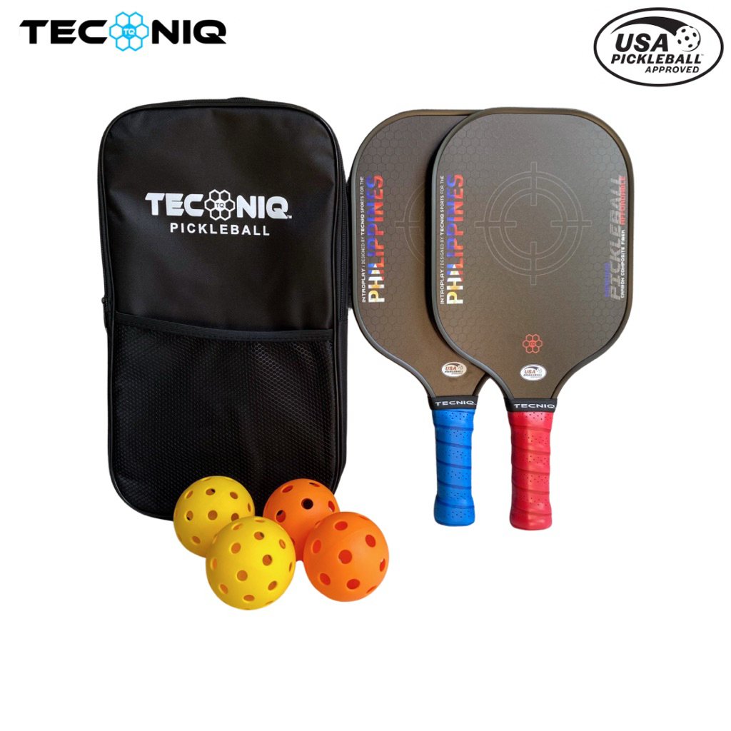 TecniQ INTROPLAY Beginner Set (2 paddles, 4 balls ,1 bag) Carbon ...