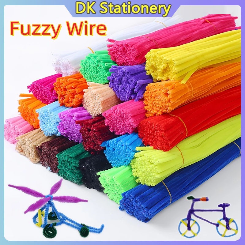 8MM Colorful Dense Fuzzy Wire 100PCS Pipe Cleaner Craft Flower Chenille ...