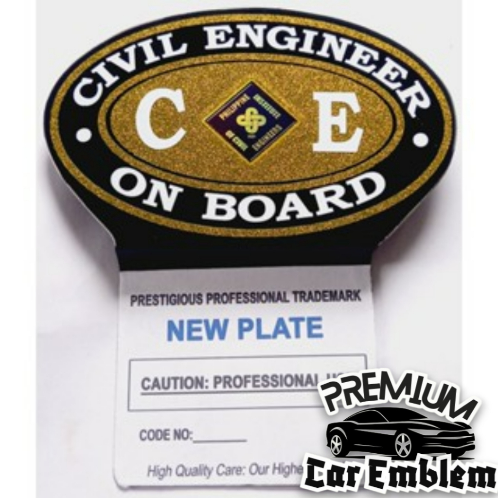 CE CIVIL ENGINEER ON BOARD CAR EMBLEM Black Background | Shopee Philippines