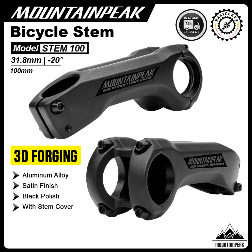 MOUNTAINPEAK Bike Long Stem 100MM 31.8M -20° MTB Negative Stem FOR MTB ...