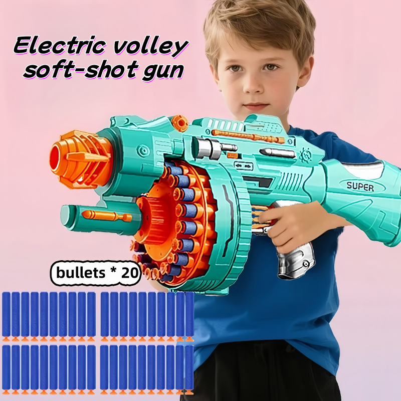 Electric Toy Gun 20pcs Soft Bullets Gun Electric Volley Soft-Bullet Gun ...