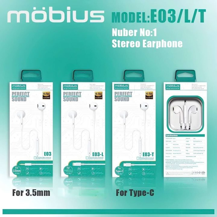 MO - E03 3.5mm/Type-C/l0S Bass shock headset earphone with Microphone ...