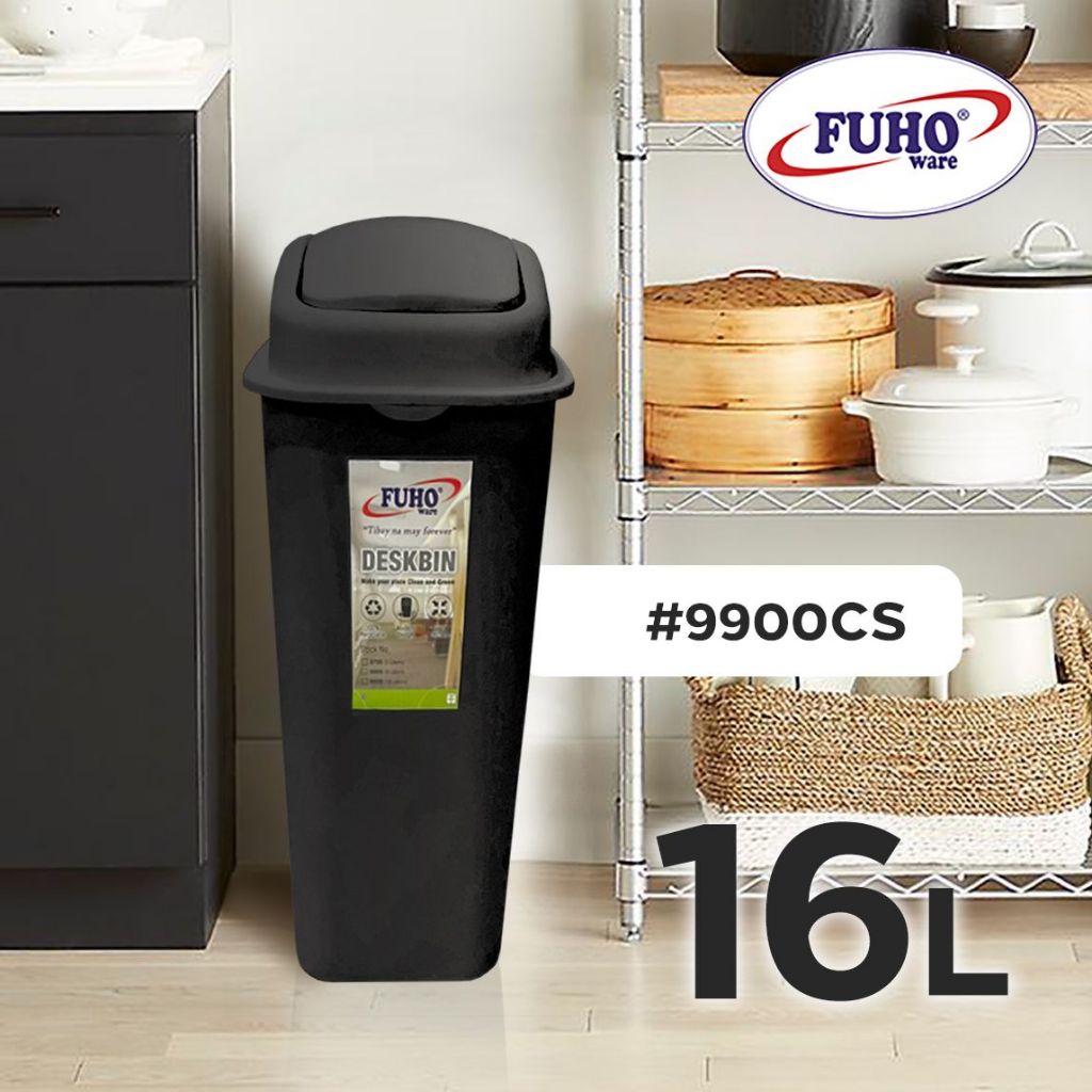 1 pc FUHO 16L Elegant Trash Bin with Swing Cover #9900CS-A | Shopee ...