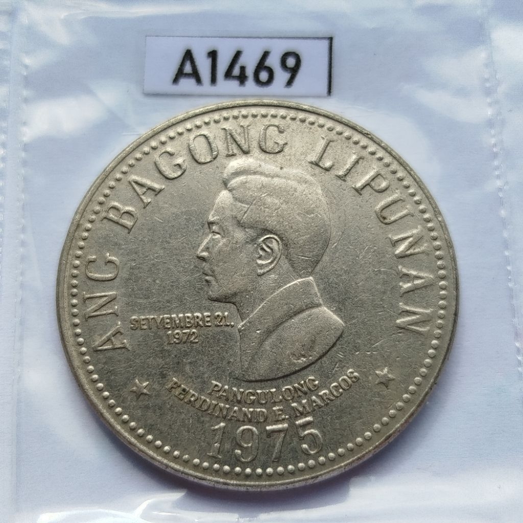 A1469 1975 5 PISO MARCOS NICKEL PHILIPPINE COIN | Shopee Philippines