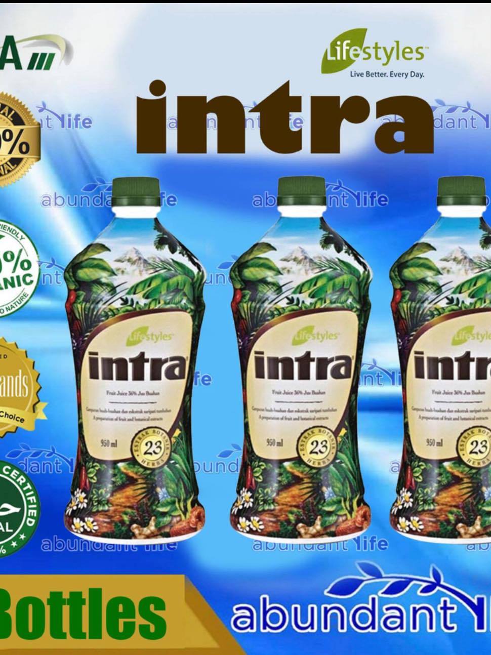 3 BOTTLES INTRA JUICE WITH 23 BOTANICAL HERBS 950ML ORIGINAL | Shopee ...