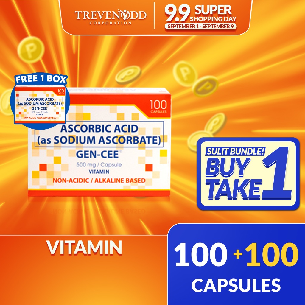 TRVC - GEN-CEE Capsule 100 pcs 500 mg Sodium Ascorbate | Shopee Philippines