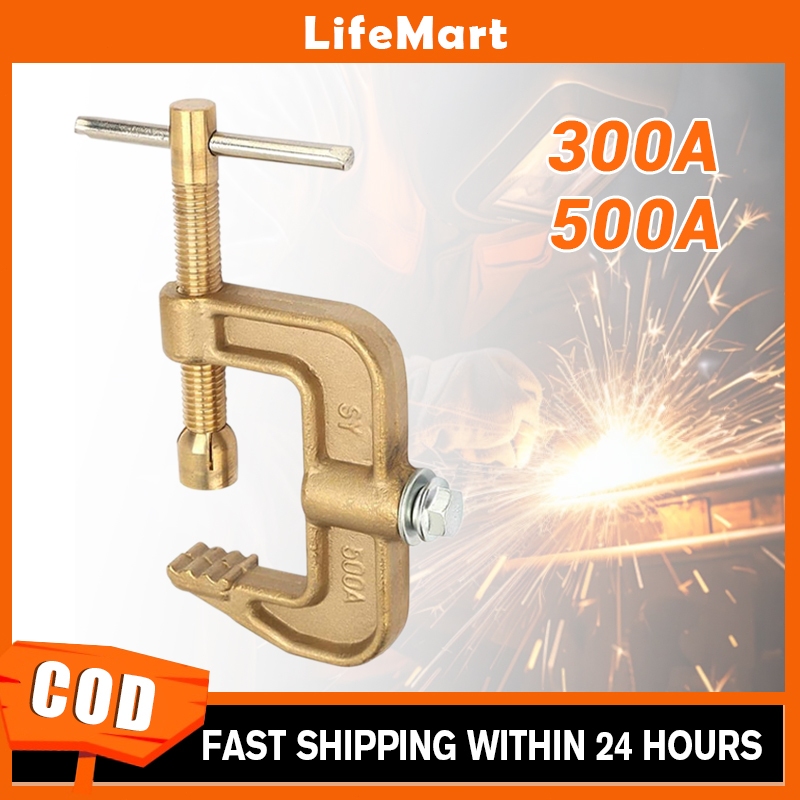 C-Type Welding Ground Clamp 300A/500A Heavy Duty Solid Brass Copper ...