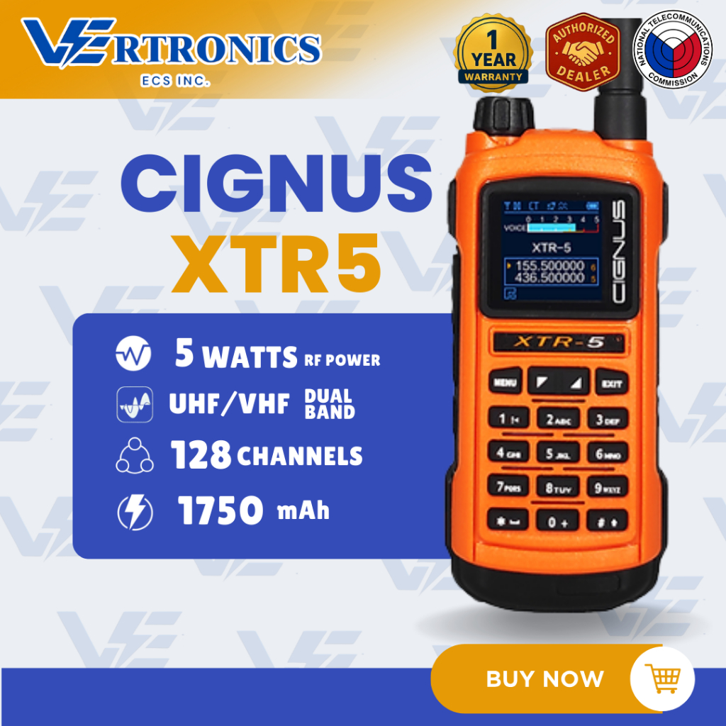 CIGNUS XTR5 DIGITAL DISPLAY WATER RESISTANT UHF/VHF Handheld Radio ...