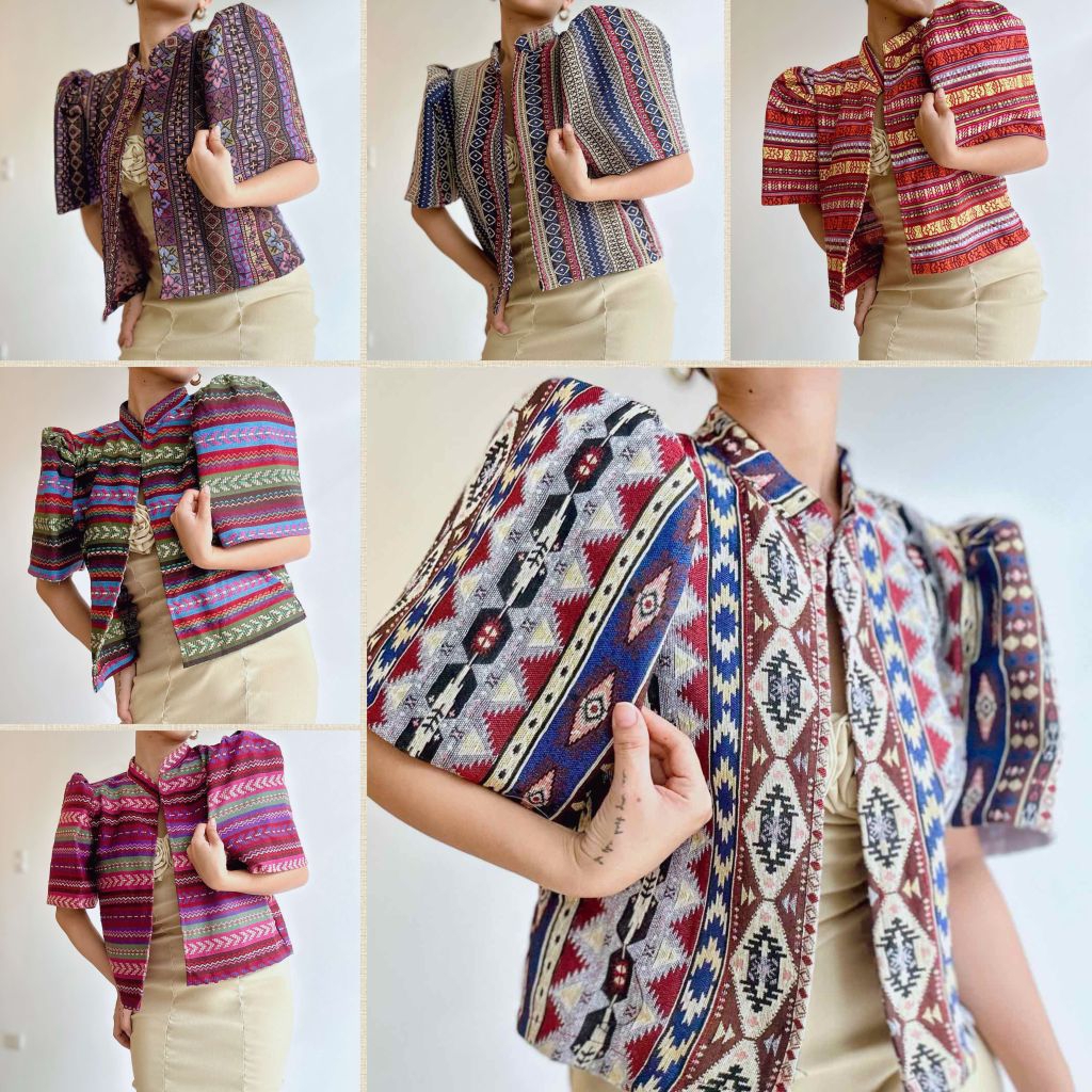 DT Baguio Cloth Chinese Collar Ethnic Print Top Only | Shopee Philippines