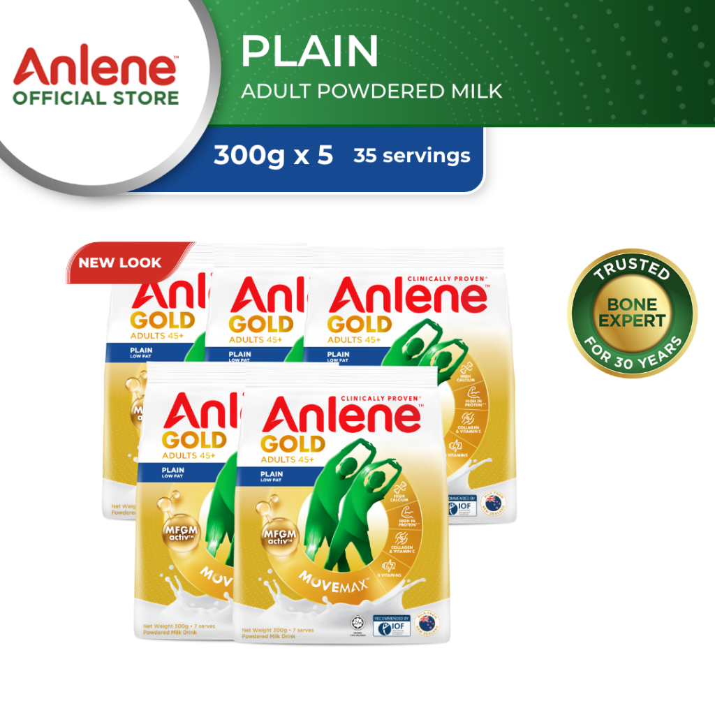 Anlene Gold Movemax Adult Milk Powder Plain 300G x5 | Shopee Philippines