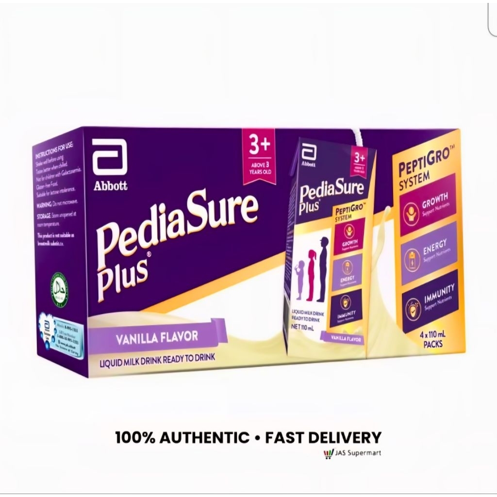 Pediasure Plus Ready to Drink Vanilla 110mL x4 • Complete Nutrition ...