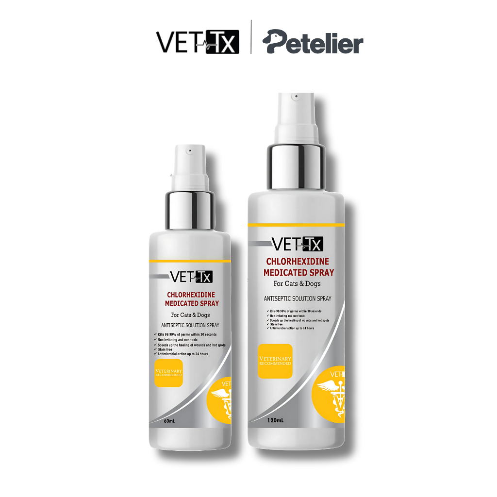 VET TX Chlorhexidine Medicated Spray 60/120ml for Cats and Dogs ...