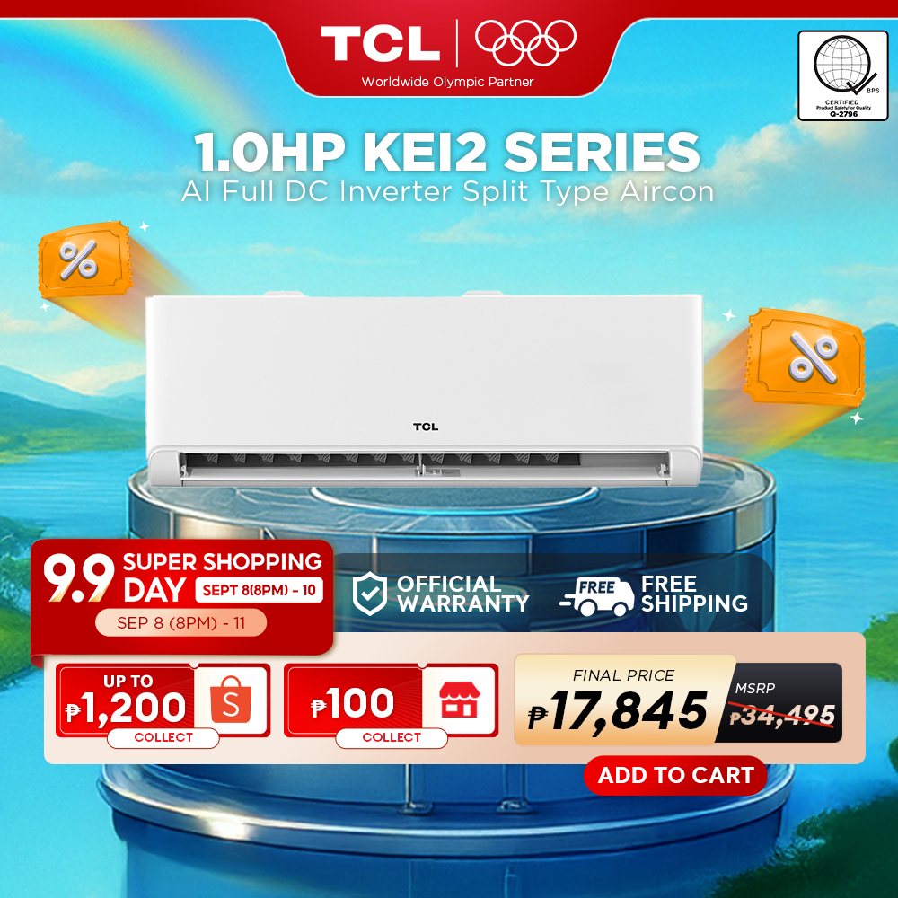TCL Split Type AC TAC-10CSD/KEI2 - 1.0HP AI Full DC Inverter, Gentle ...