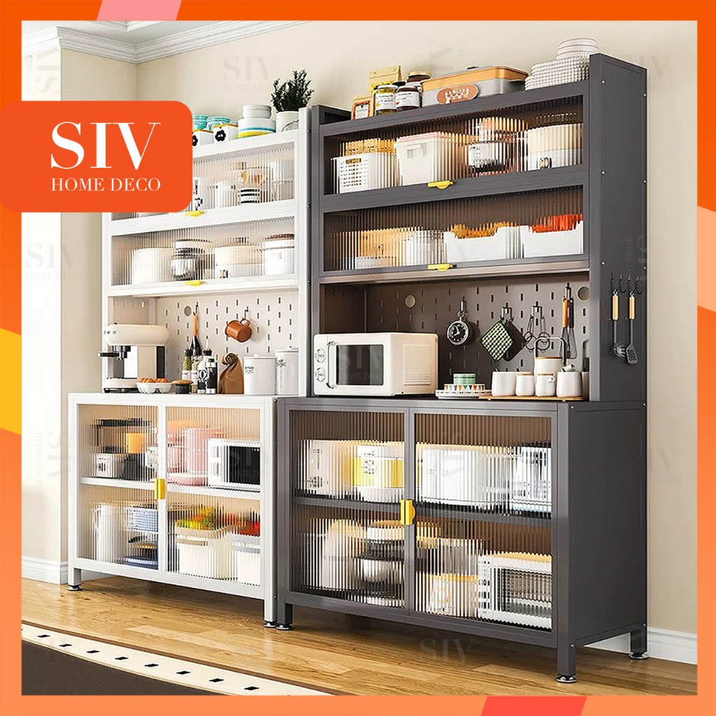 SIV Kitchen Cabinet Microwave Oven Rack Shelves With Pegboard Organizer ...