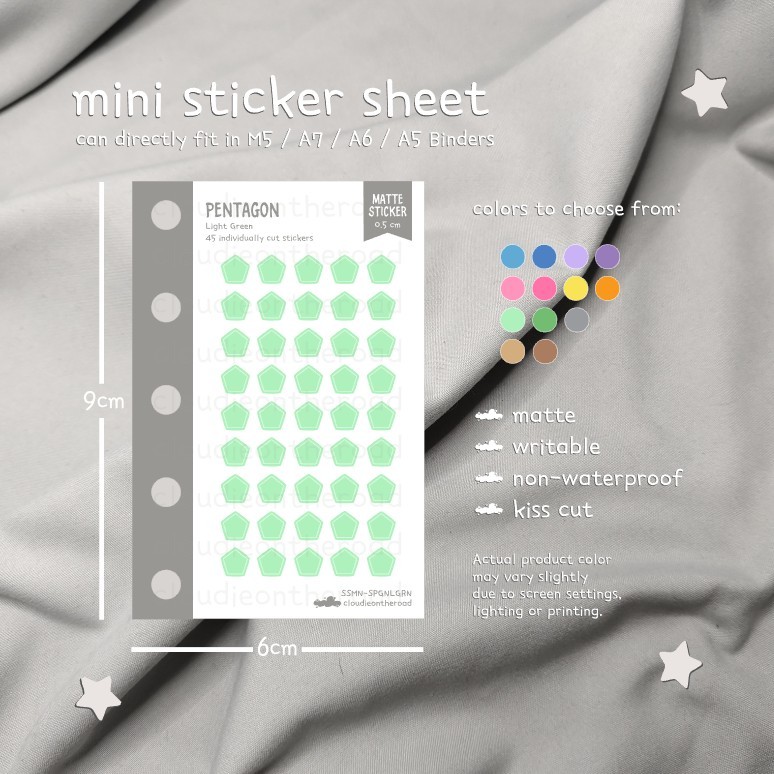 Mini Sticker Sheet Basic Shape Sticker 0.5cm Pentagon Stickers | Shopee ...