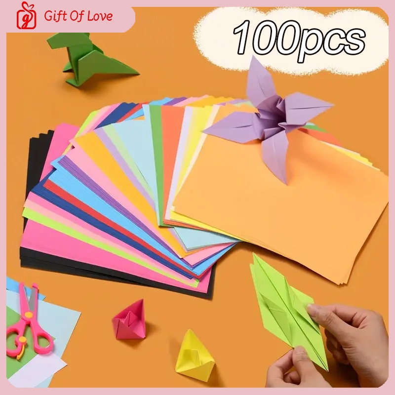 【100pcs】High Quality Color Paper Folding Paper DIY Handicraft Origami ...