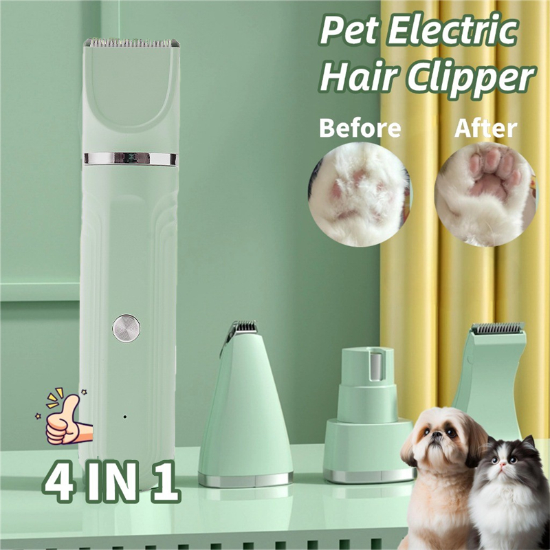 4-in-1 Pet Grooming Razor Set USB Rechargeable Dog and Cat Hair Clipper ...