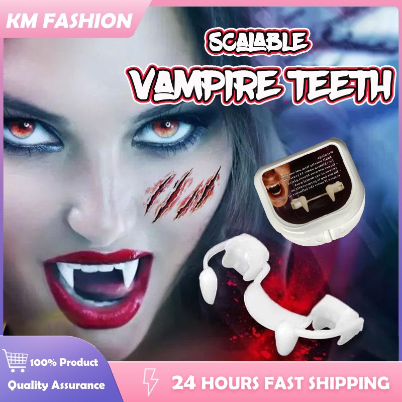 KM Vampire Werewolves Fangs Fake Dentures Teeth Halloween Costume Props ...