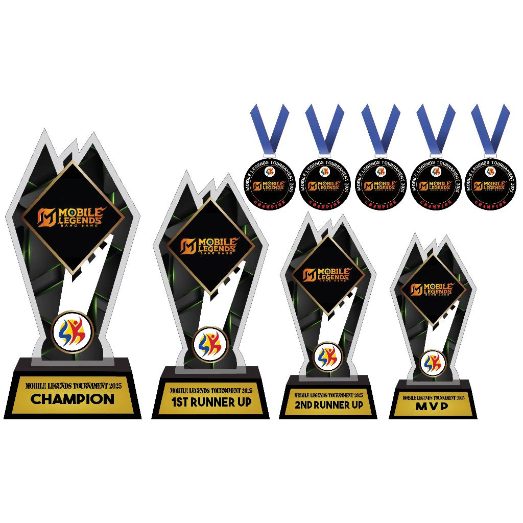 MOBILE LEGENDS ACRYLIC TROPHY SET 4pcs( champion,1st,2nd runner up,MVP ...