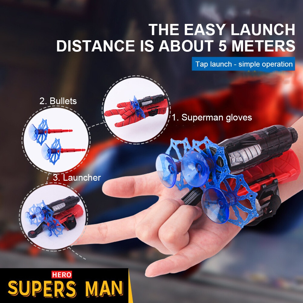 Spider launcher emits silk to stick to walls. Adhesive suction cup for ...