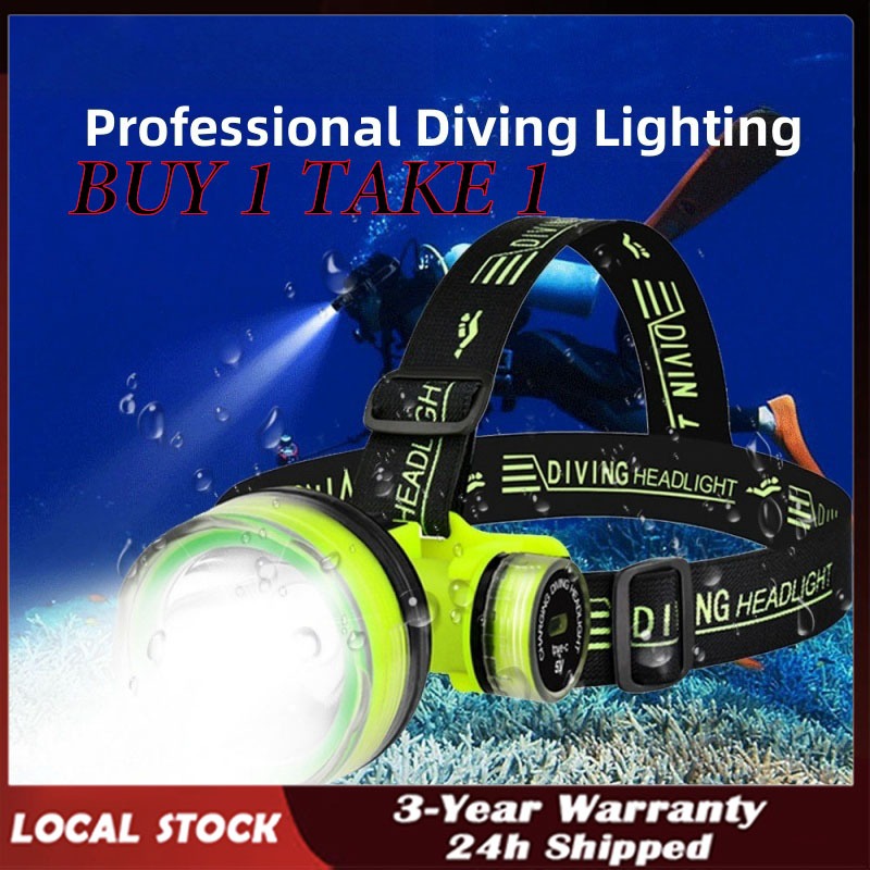 Professional Diving Headlight Rechargeable Headlamp Flashlight ...