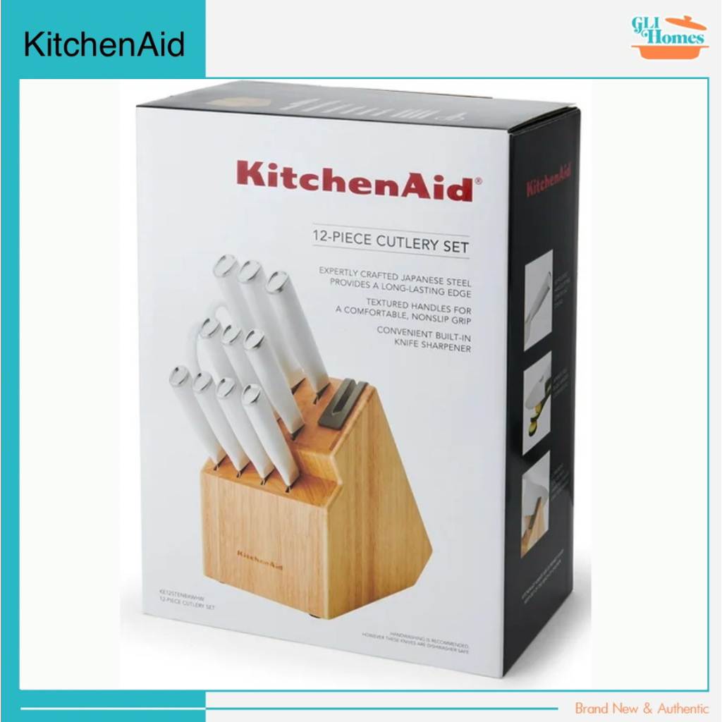 KitchenAid 12-Piece Cutlery Set with Block and Built in Sharpener ...