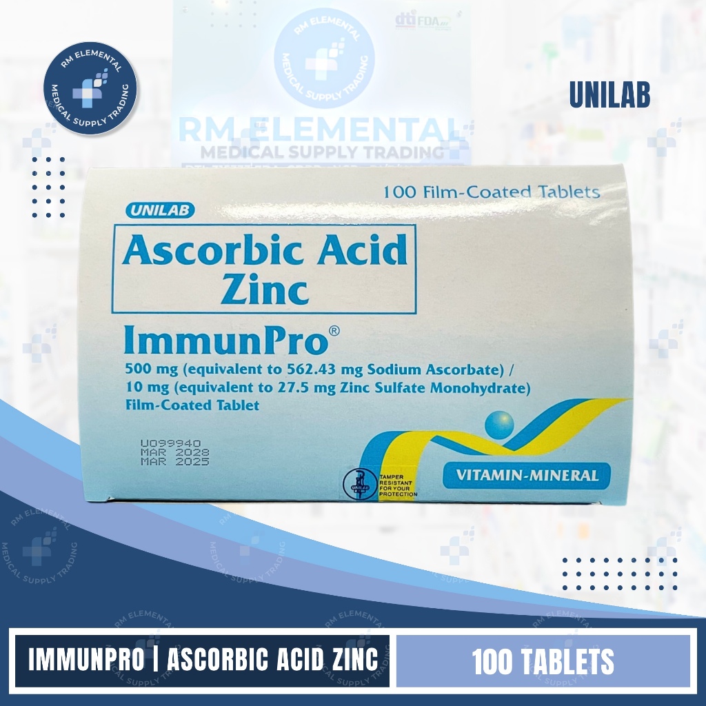 [ BOX ] IMMUNPRO - Ascorbic Acid + Zinc 100 Tablets | Shopee Philippines