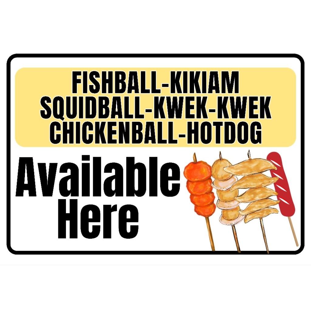 Fishball Kikiam Available Here Signage Laminated A4 A5 Size | Shopee ...