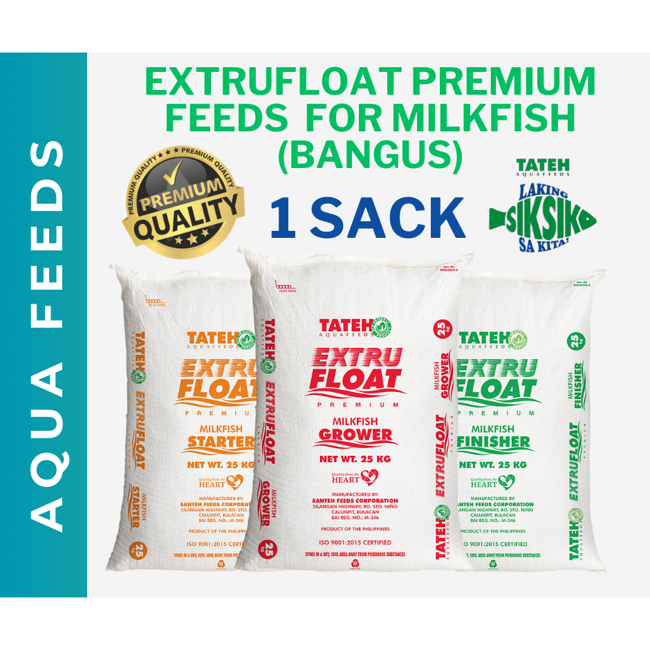 Tateh Extrufloat Premium Feeds for MILKFISH (BANGUS) in 25KG Packaging ...