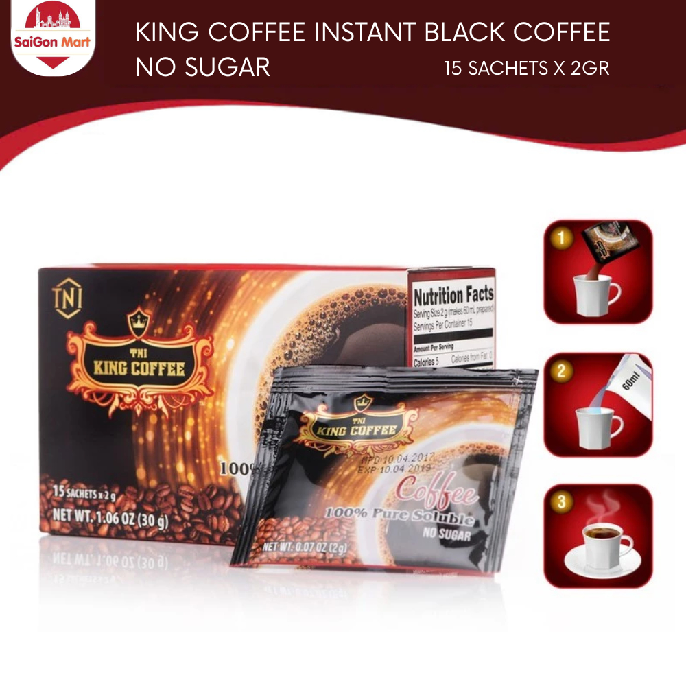 KING COFFEE Instant Black Coffee – 100% Pure Black, No Sugar made from ...