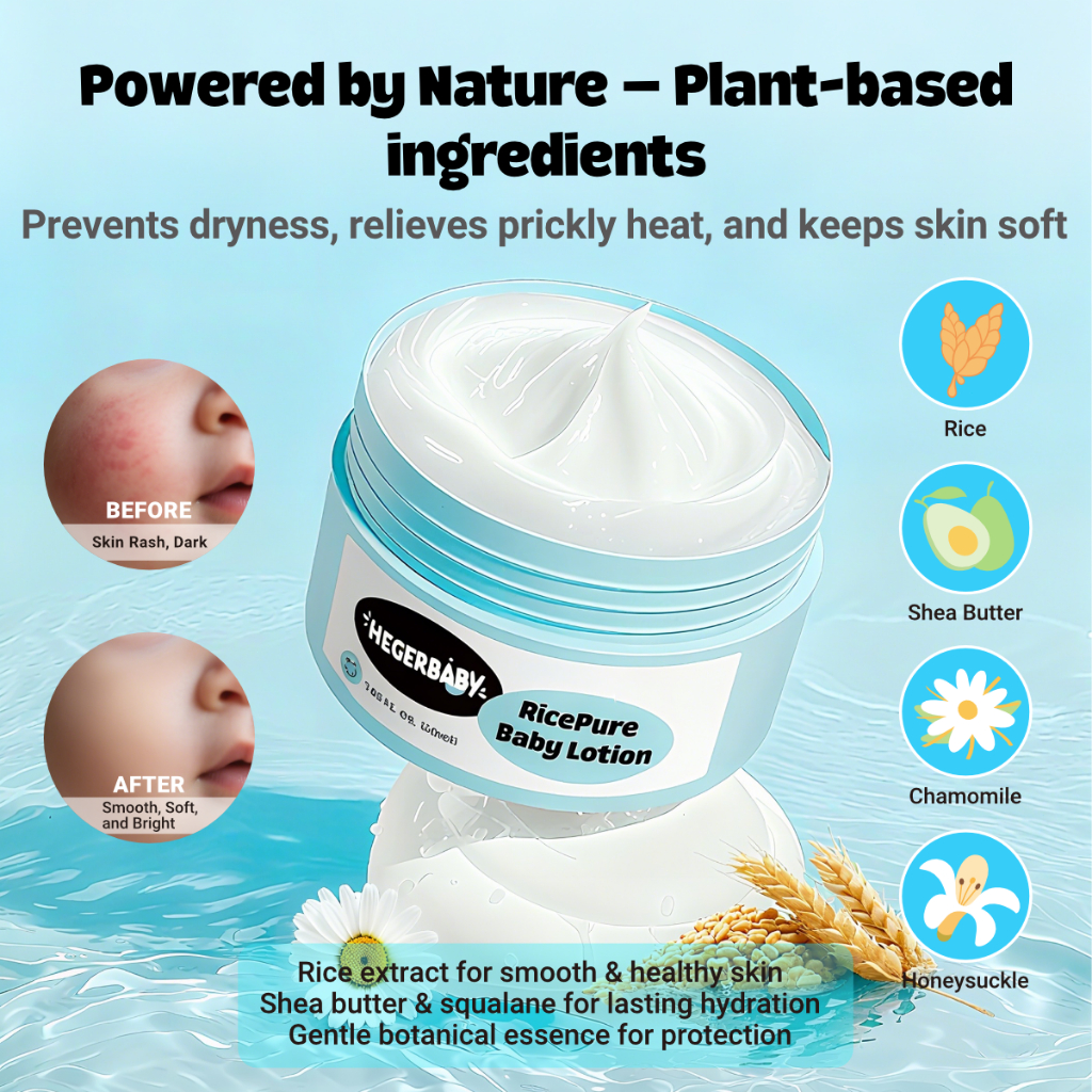 Hegerbaby Ricepure Baby Lotion - Relieves Prickly Heat Rash Gentle ...
