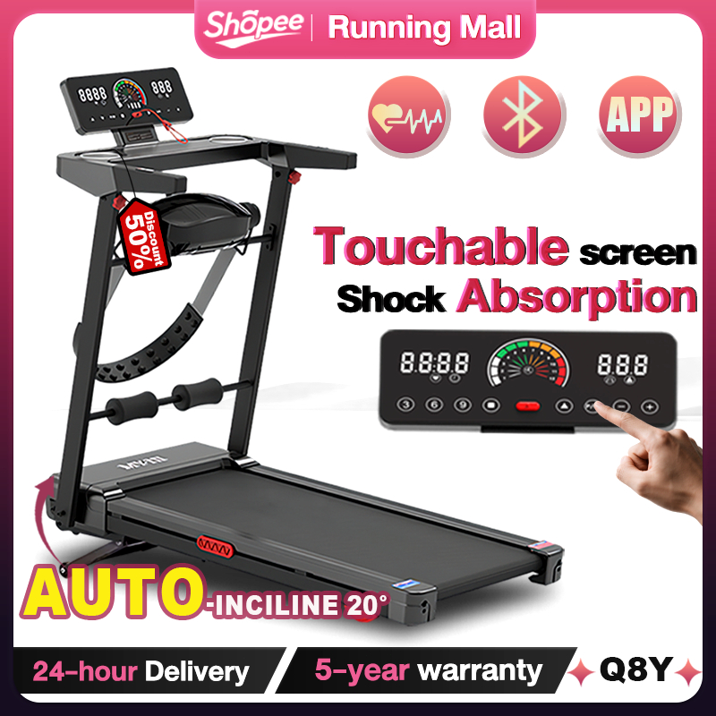 Electric Treadmill Foldable AUTO INCLINE Touchscreen Heart Rate sensor ...