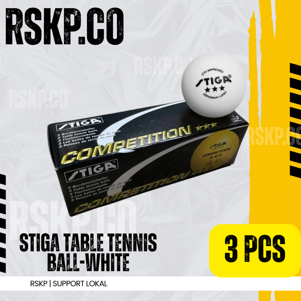 Stiga Competition Table Tennis ball / Pingpong Balls 3pcs = White ...