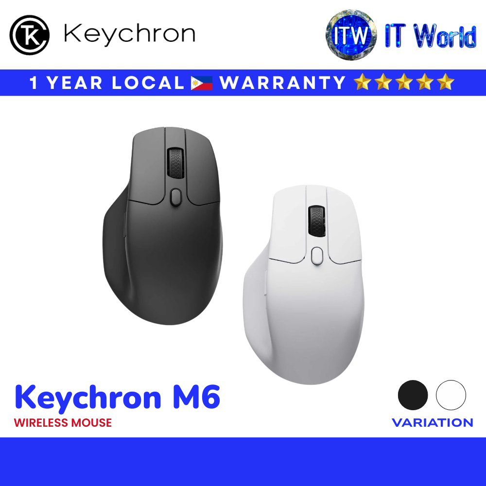 Keychron M6 Pixart 3311 1K Polling Rate Wireless Mouse (Black | White ...