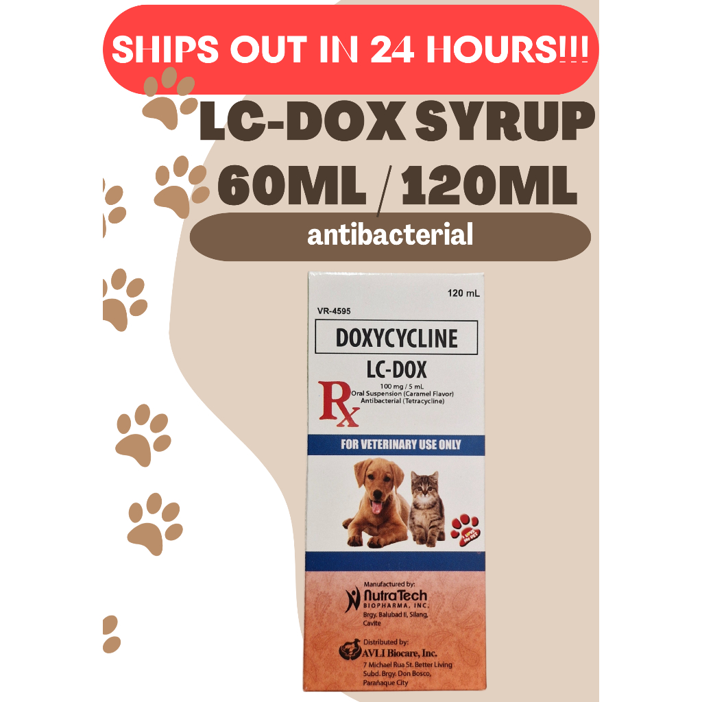LC-DOX Syrup Suspension Antibacterial 120ML for Cats and Dogs Lcdox Lc ...