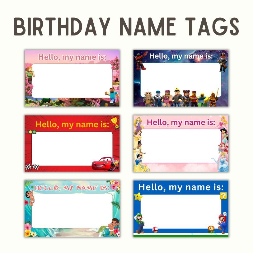 10 Pcs Birthday Name Tags for Kids Party | Shopee Philippines