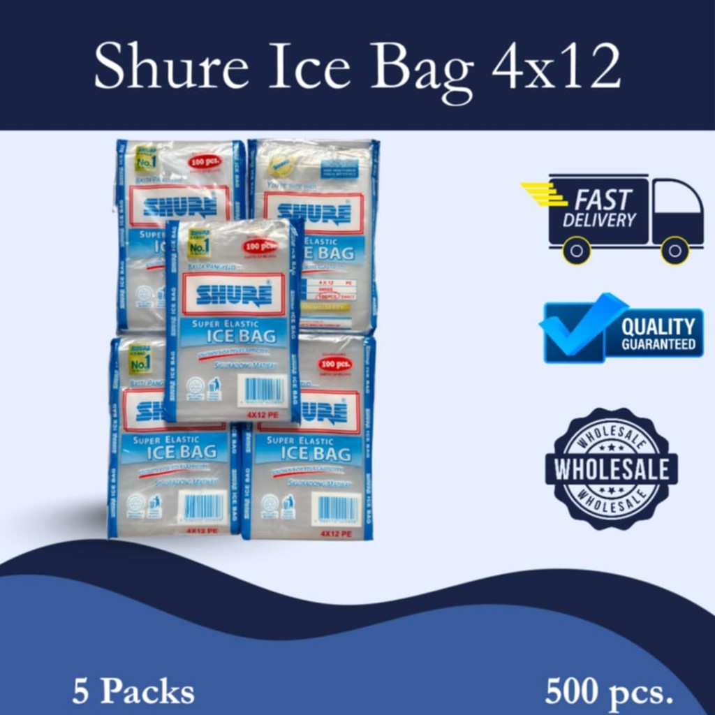 Shure Ice Bag 4x12 Plastic ng Yelo 500pcs(5 packs) | Shopee Philippines