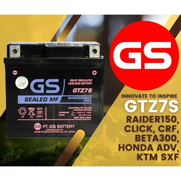 [ORIGINAL] GS Battery GTZ7S 5L Honda Click / Raider 150 / CBR 150 Fi ...