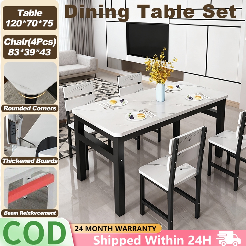 Dining Table Set 4 Seaters with Chairs Space Saving Kitchen Table and ...