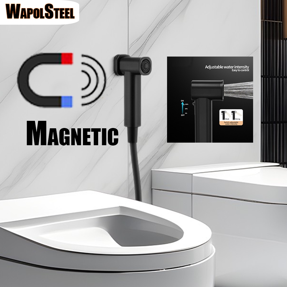 WapolSteel Bidet Set Magnetic Base Slide Switch Black Sprary Bidet ...