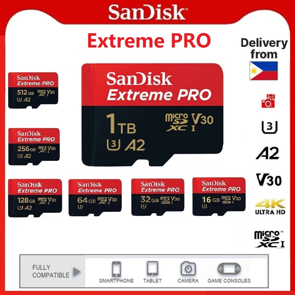 SanDisk Extreme Pro Micro SD Card 1TB/512GB/256GB/128GB/64GB/32GB/16GB ...