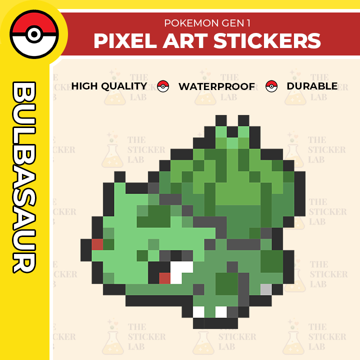 The Sticker Lab - Pokemon Pixel Stickers - #0001 BULBASAUR (High ...
