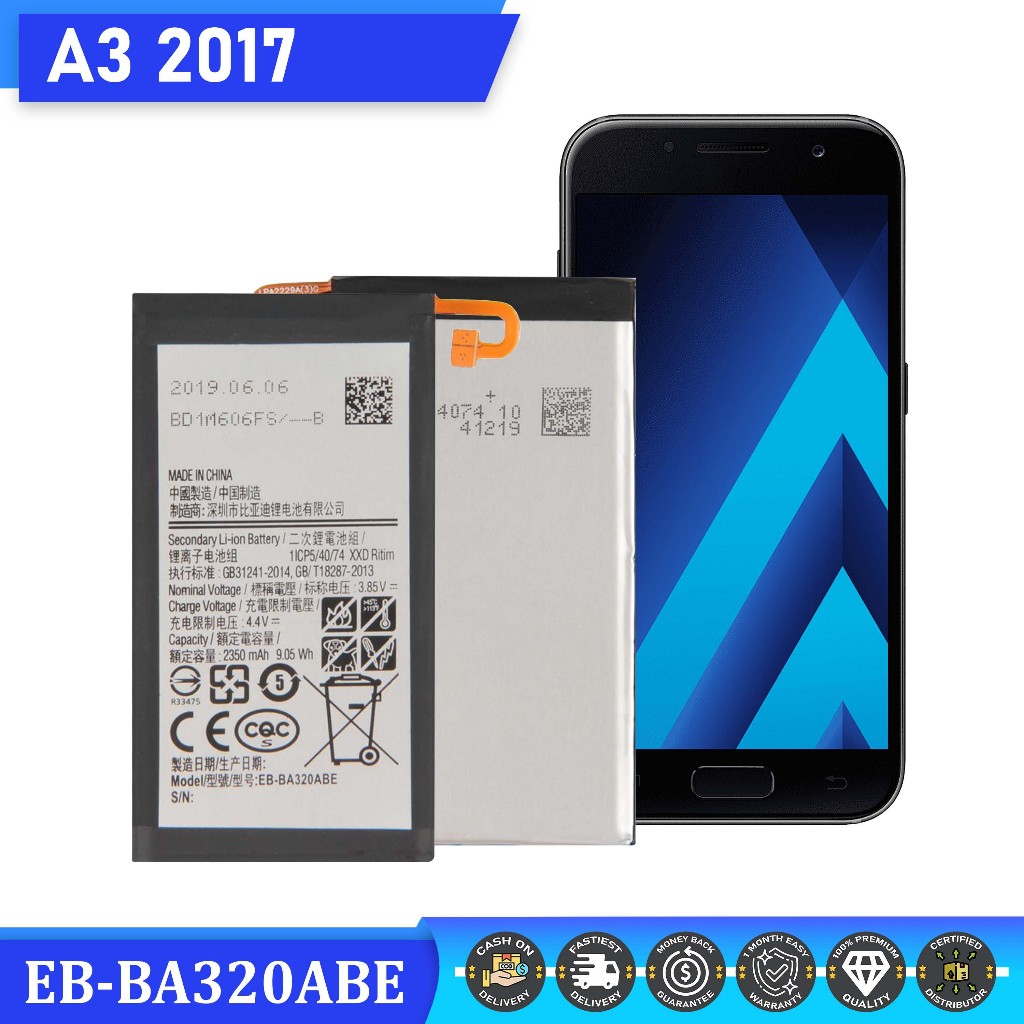 Galaxy A3 2017 Battery Original, Fit A320, SM-A320F, A320Y Model: EB ...