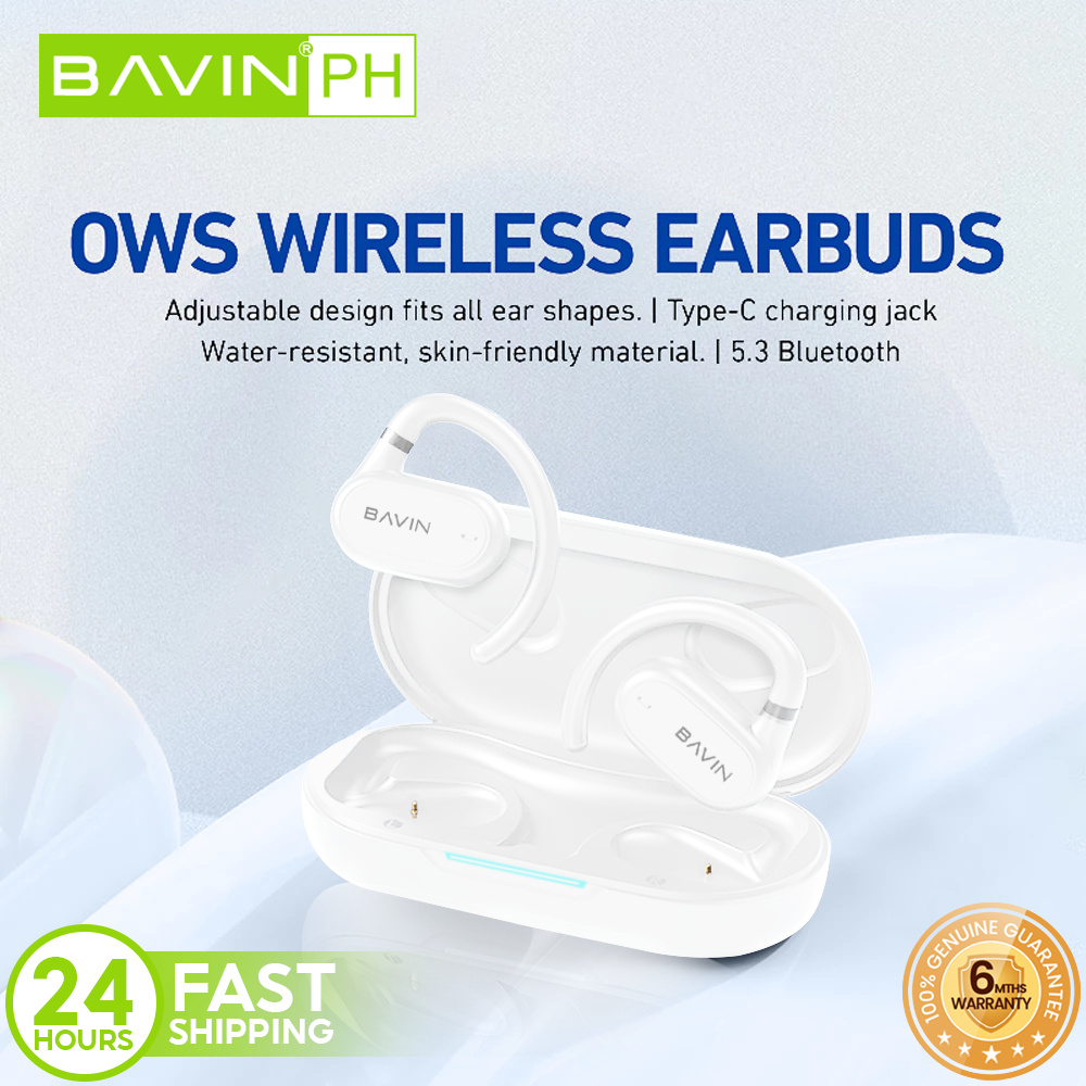 BAVIN BA80 Wireless Bluetooth Open Ear OWS Earbuds w/Microphone & Smart ...