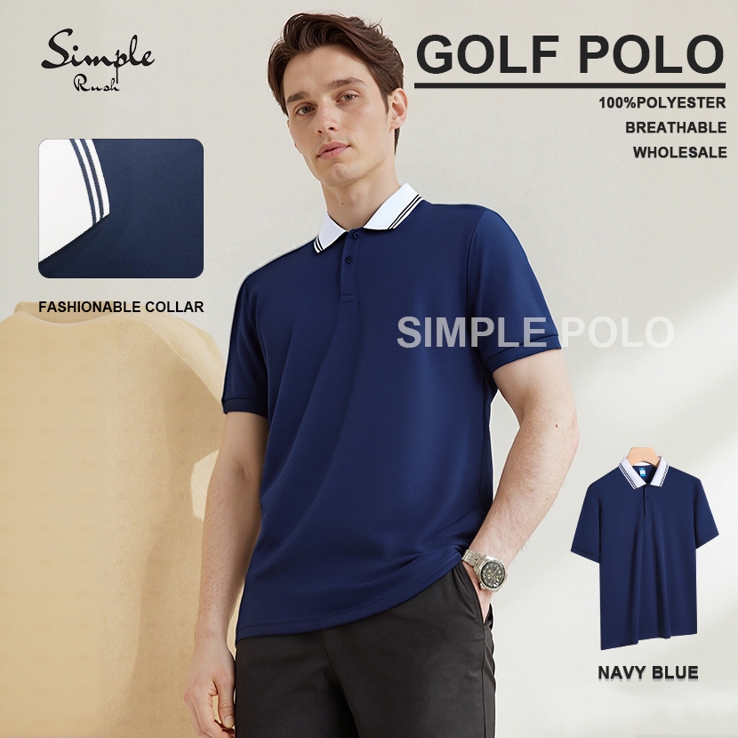 Simple Rush Golf Drifit Polo Shirt Navy Blue Men's Classic Fashion ...