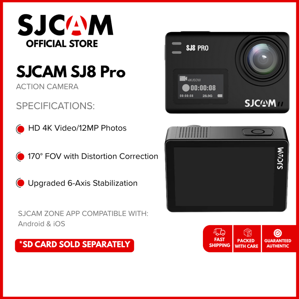 SJCAM SJ8 Pro | 4K/60FPS Videos | 12 MegaPixel | 8 x Digital Zoom ...