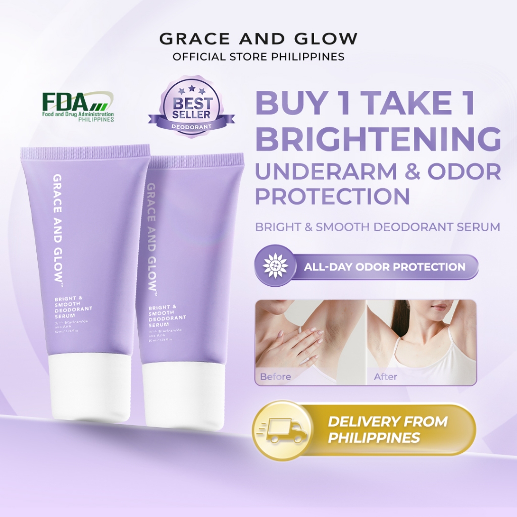 Grace and Glow Bright & Smooth Deodorant Roll On Brightening - Underarm ...