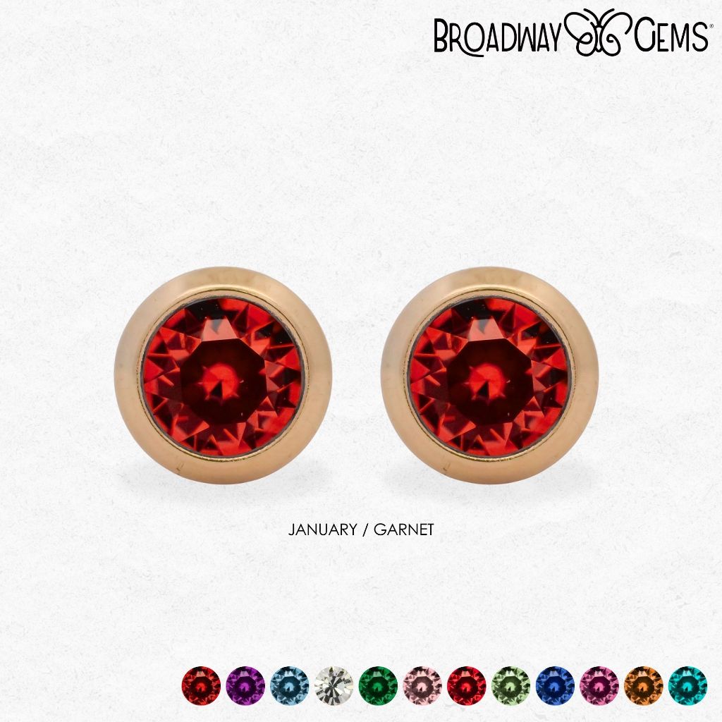 BROADWAY GEMS STUDEX Earrings Birthstone Gold | Shopee Philippines