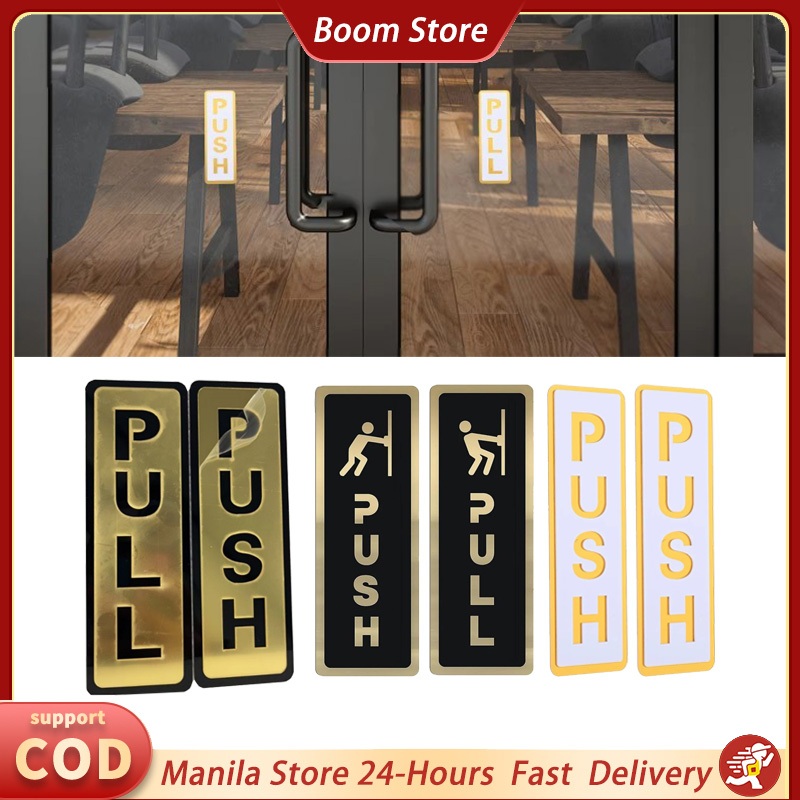 Acrylic Door Stickers Push Pull Sign Sticker Adhesive Push Pull Signage ...