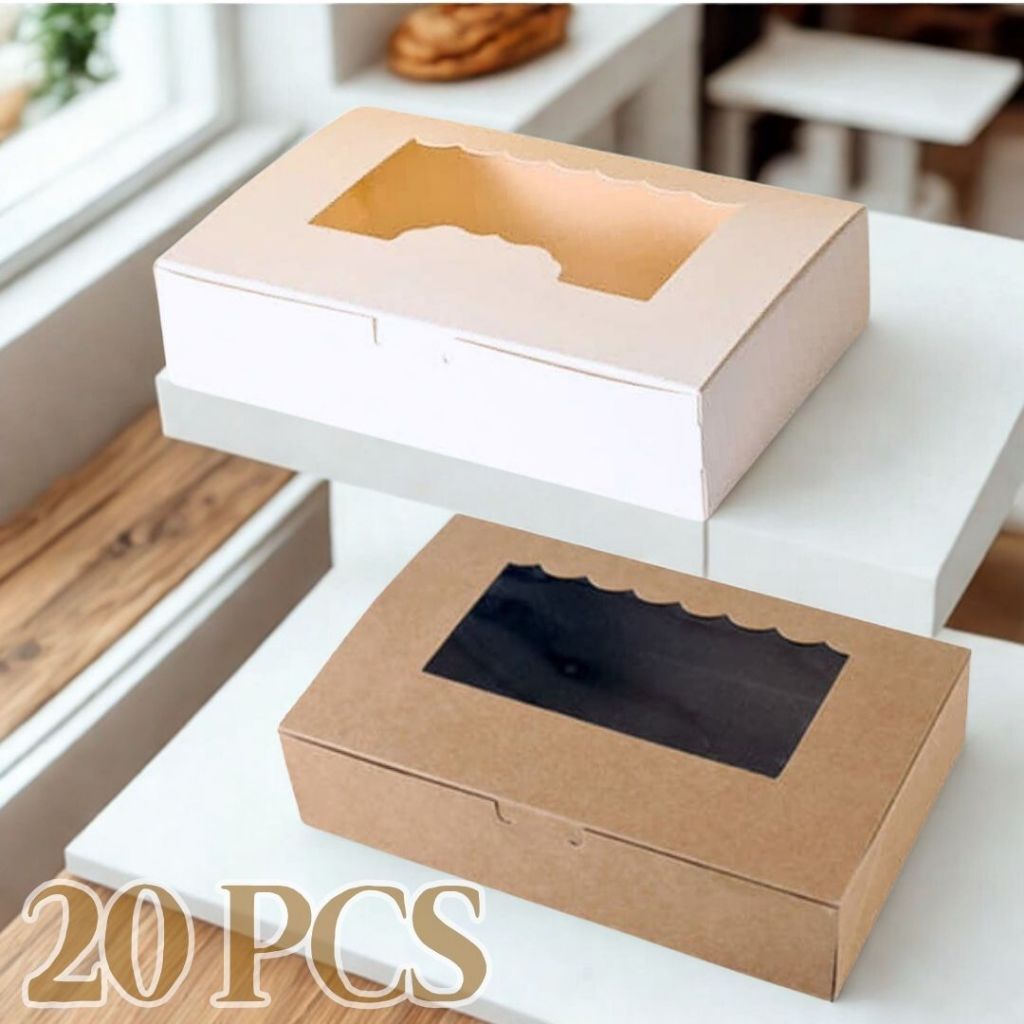 FP1160 (20pcs) 5⅜” x 8½ ″ x 2” Pastry Box Rectangle Kraft White ...